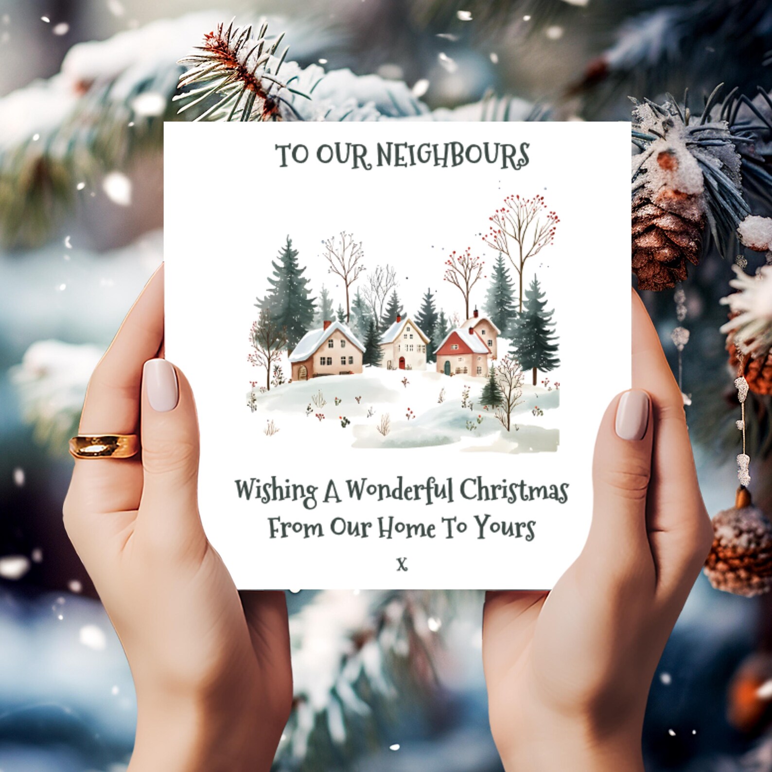 Neighbours Christmas Card, From Our House to Yours Festive Card ...
