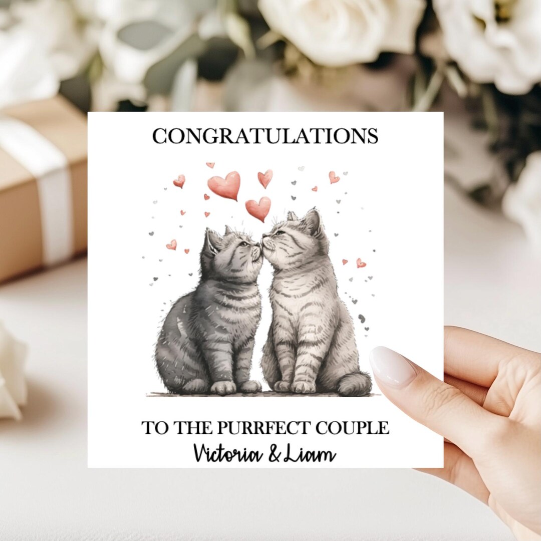 Personalised Cat Themed Engagement Card, Cats in Love Card, Engagement ...