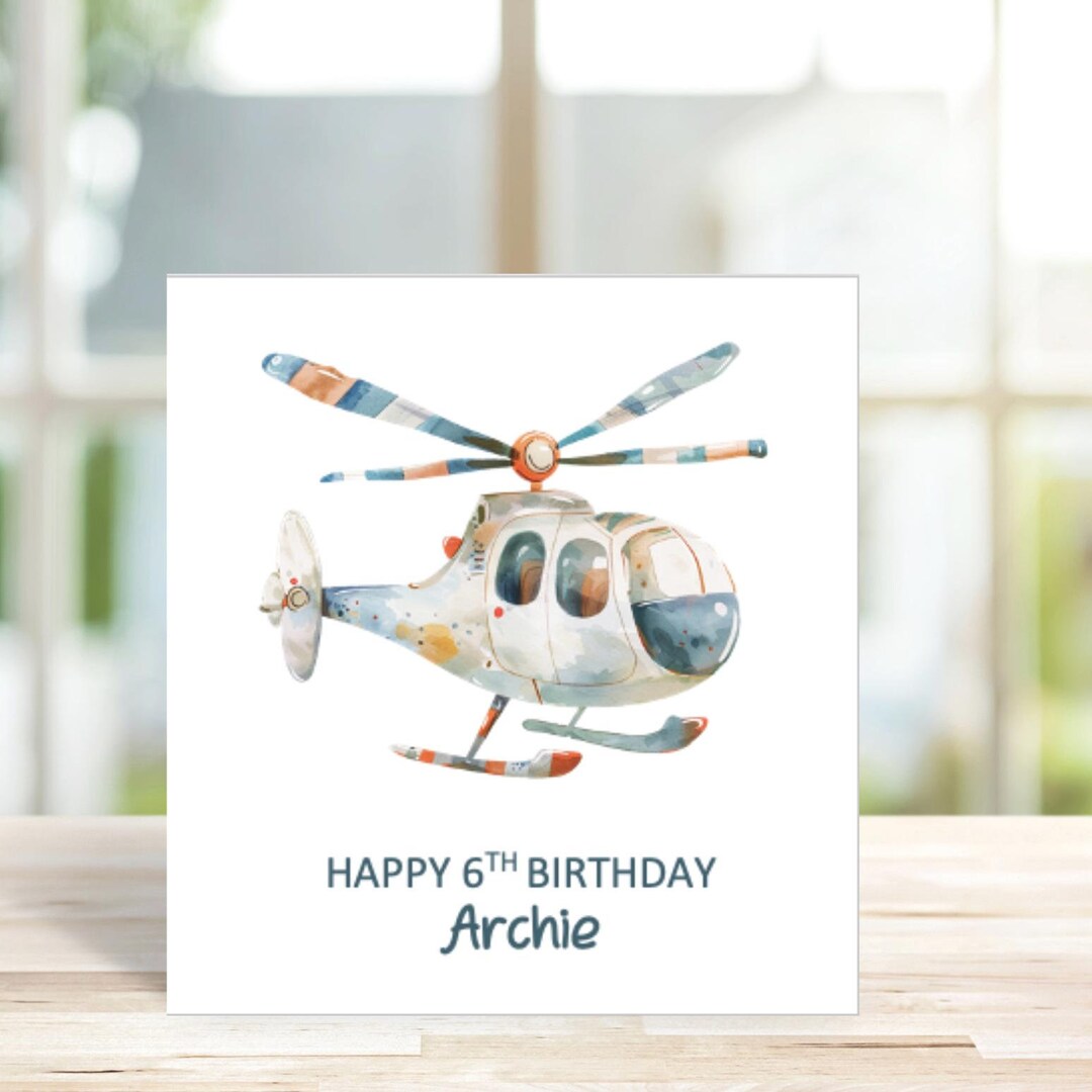 Personalised Helicopter Birthday Card, Helicopter Card, Card for Son ...