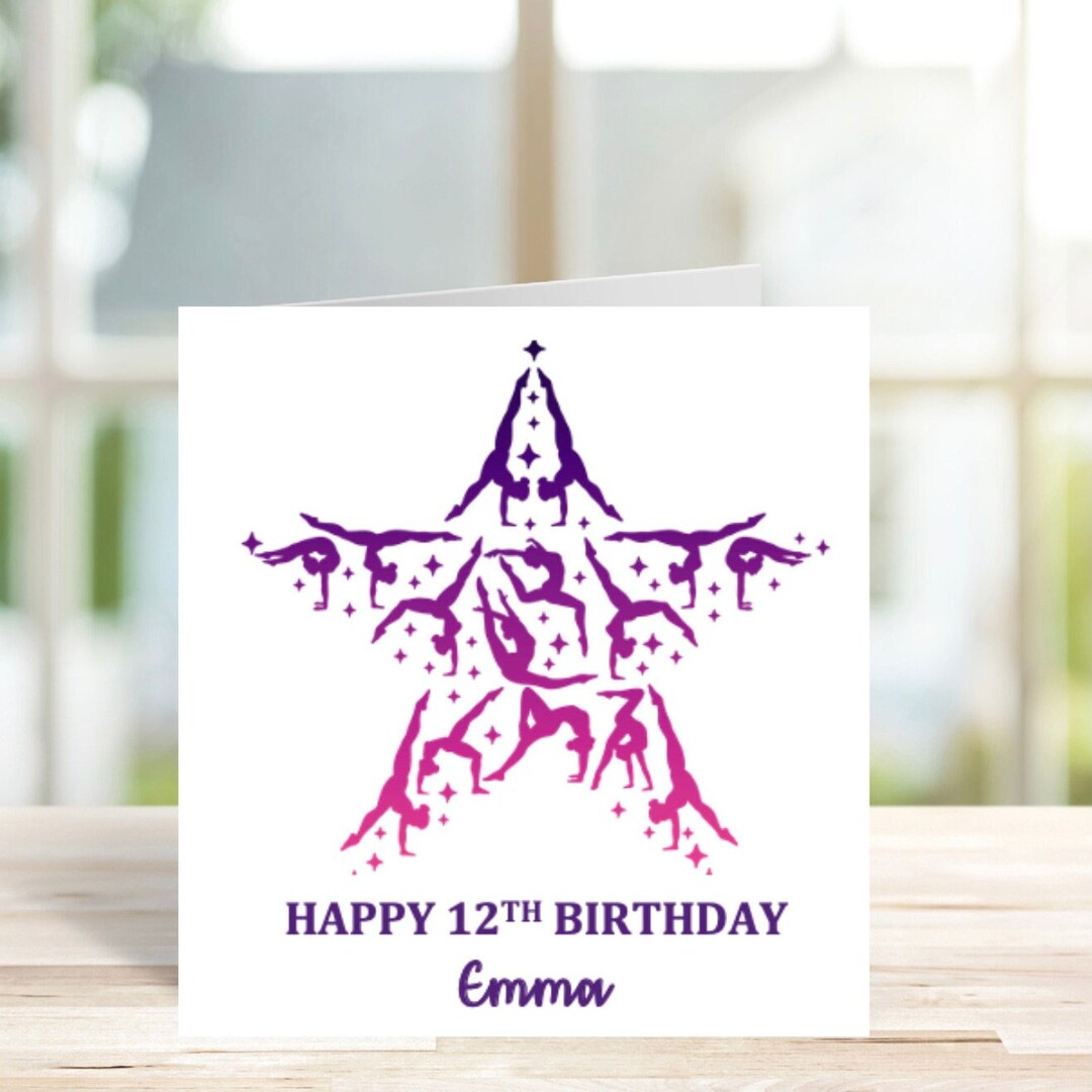 Personalised Gymnastics Birthday Card, Gymnast Card, Card for Gymnast ...
