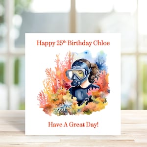 Personalised Female Scuba Diving Birthday Card, Personalised Birthday ...