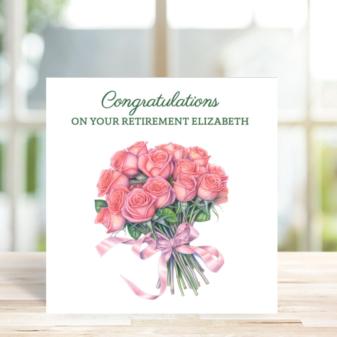 Personalised Retirement Card, Roses Retirement Card, Congratulations on ...