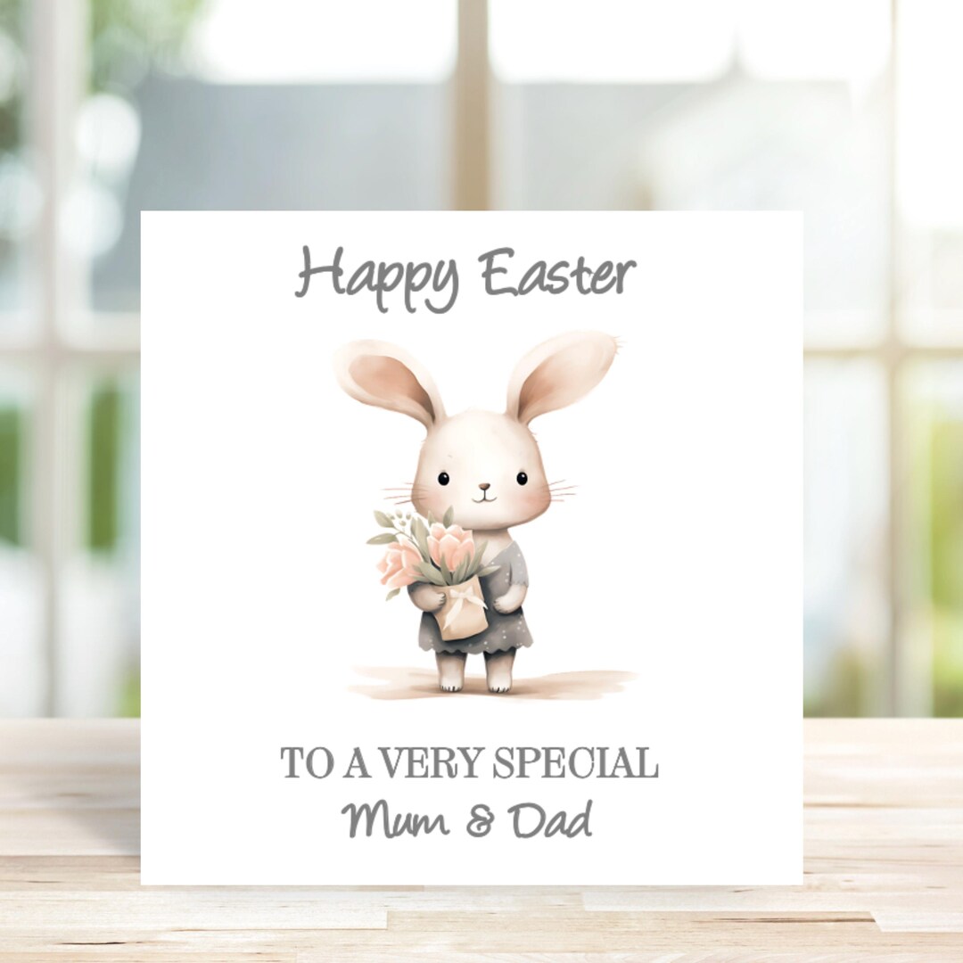 Personalised Easter Bunny, Easter Card, Mum & Dad Easter Card, Parents ...