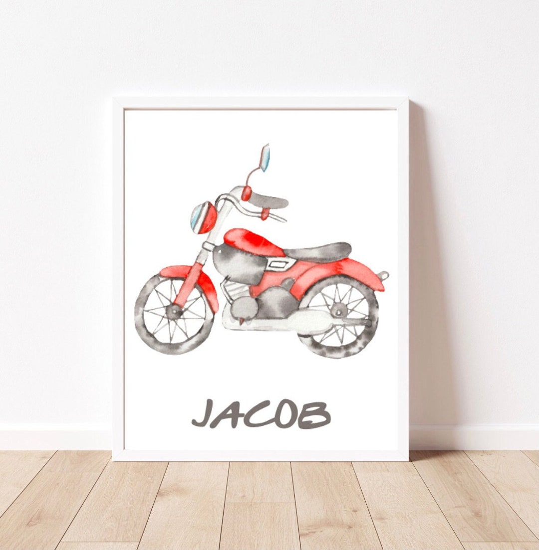 Personalised Motorbike Print, Motorbike Poster, Personalised Bedroom ...