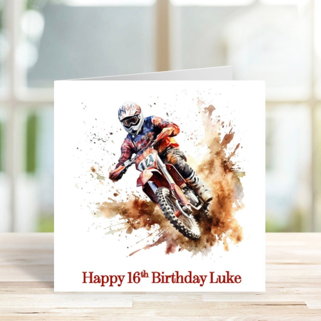 Personalised Motocross Birthday Card for Son, Grandson, Brother, Nephew ...
