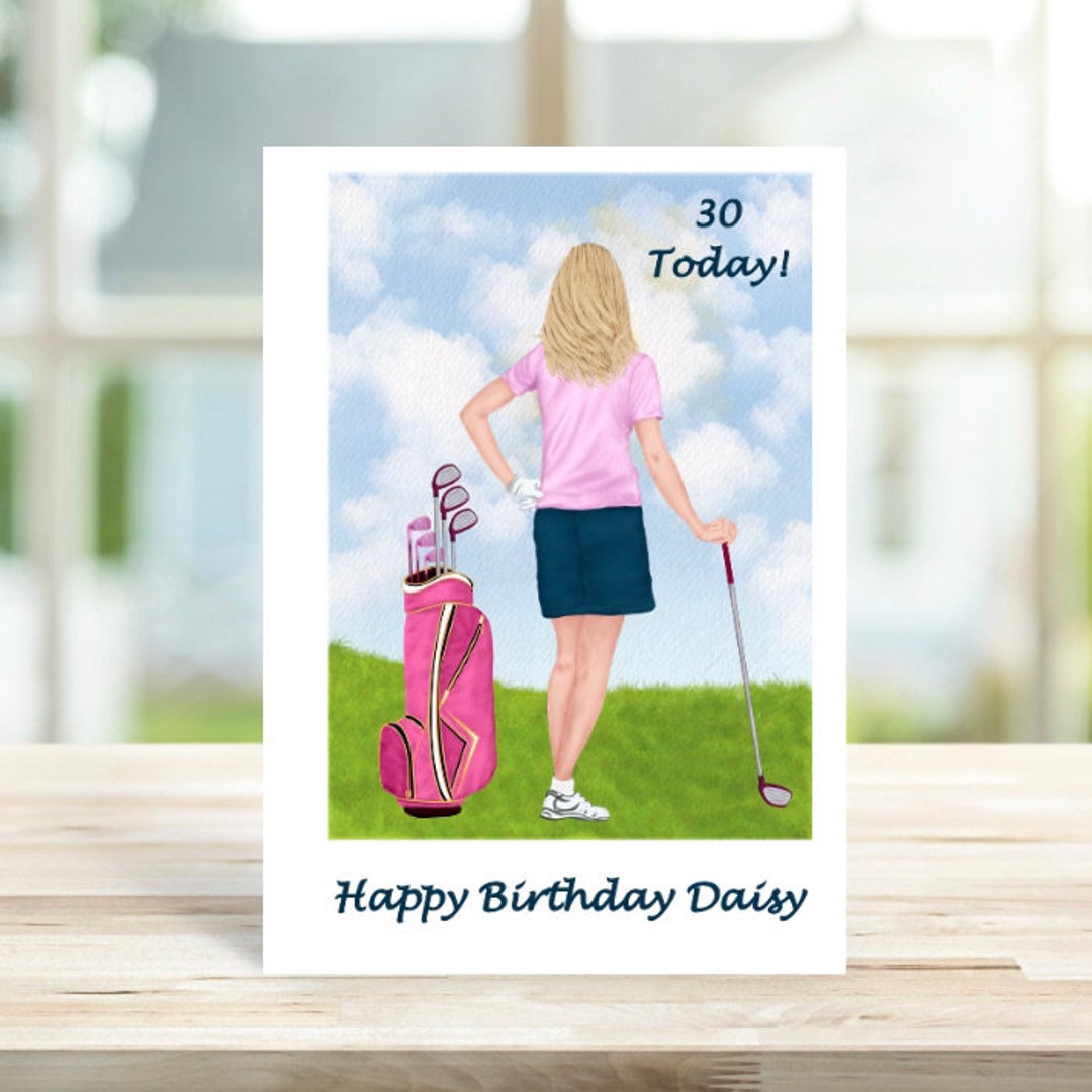 Personalised Female Golfer Birthday Card, Golfer Mother's Day Card ...
