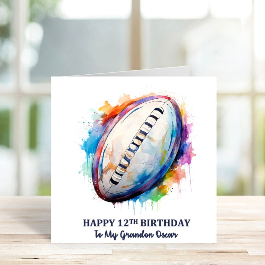 Personalised Rugby Ball Birthday Card, Rugby Card, Card for Rugby Fan ...