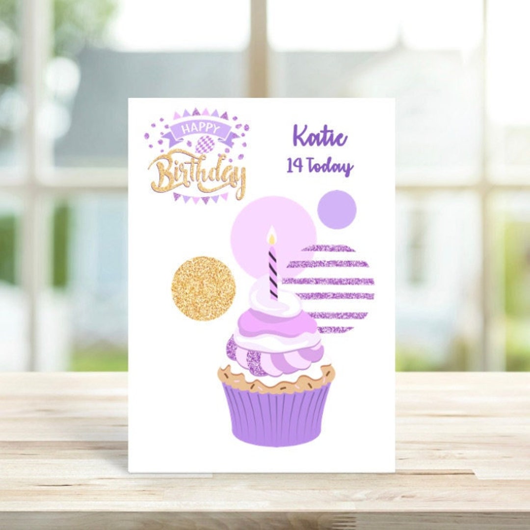 Personalised Birthday Card, , Personalised Purple Themed Birthday Card ...