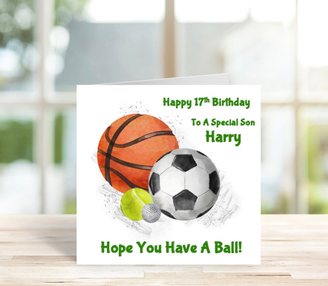 Personalised Sports Birthday Card, Sports Balls Birthday Card, Sports ...
