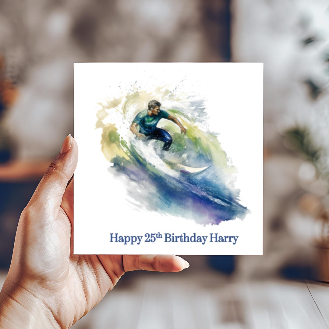 Personalised Surfer Birthday Card for Son, Grandson, Brother, Nephew ...