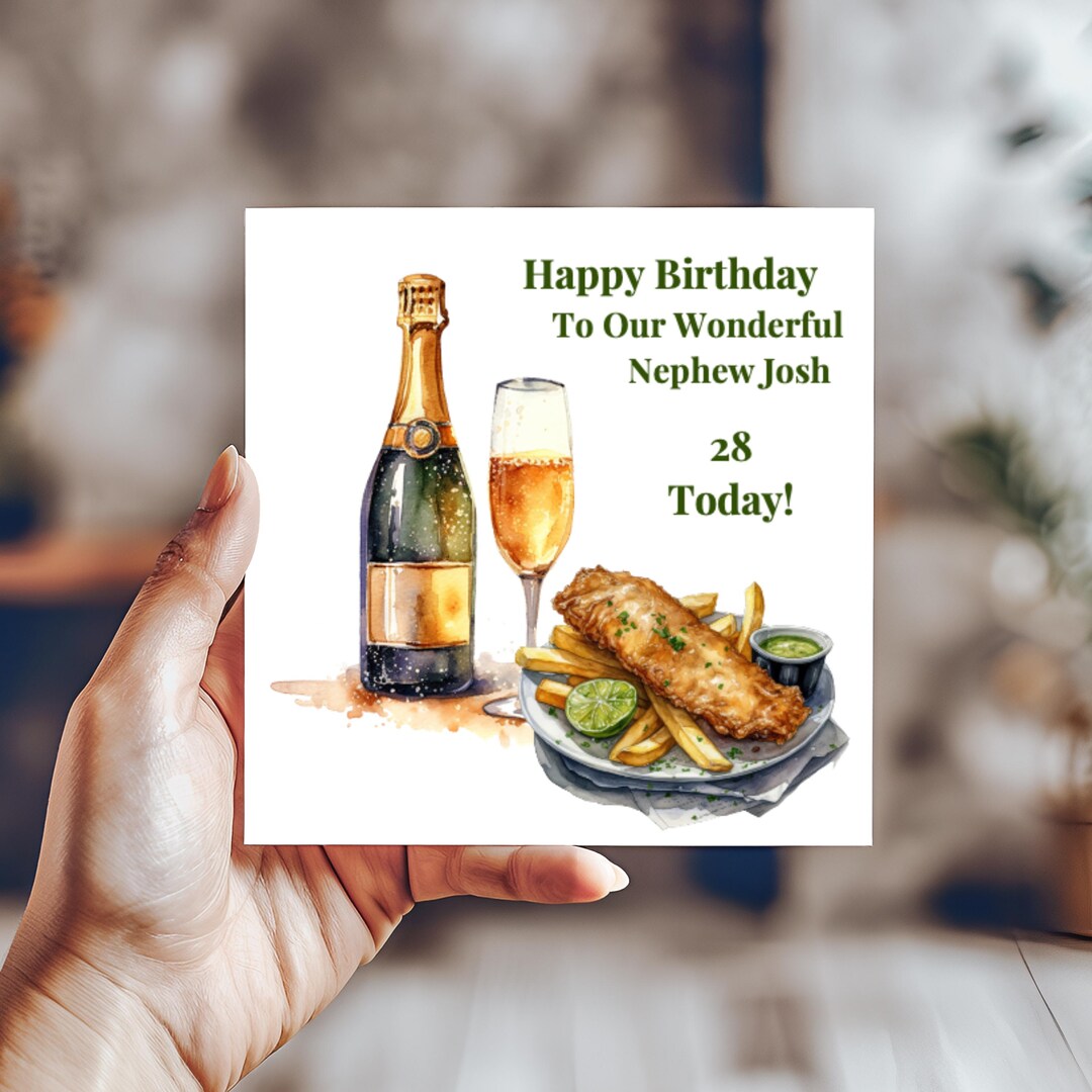Personalised Fish and Chips Card, Birthday Card for Friend, Mum, Dad ...
