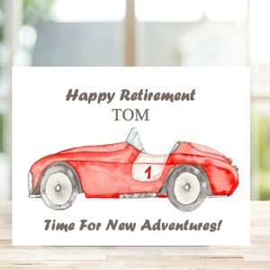 Personalised Retro Racing Car Birthday Card, Red Racing Car Card, Card ...