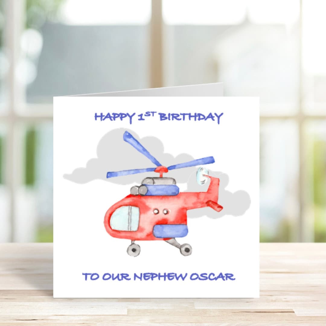 Personalised Helicopter Birthday Card, Helicopter Card, Card for Son ...