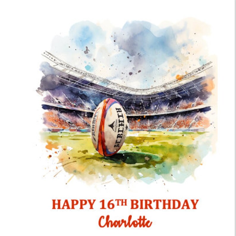 Personalised Rugby Ball Birthday Card, Rugby Card, Card for Rugby Fan ...