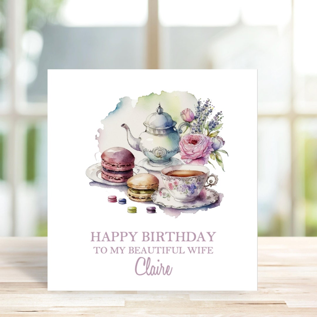 Personalised Afternoon Tea Birthday Card, Tea Party Birthday Card for ...