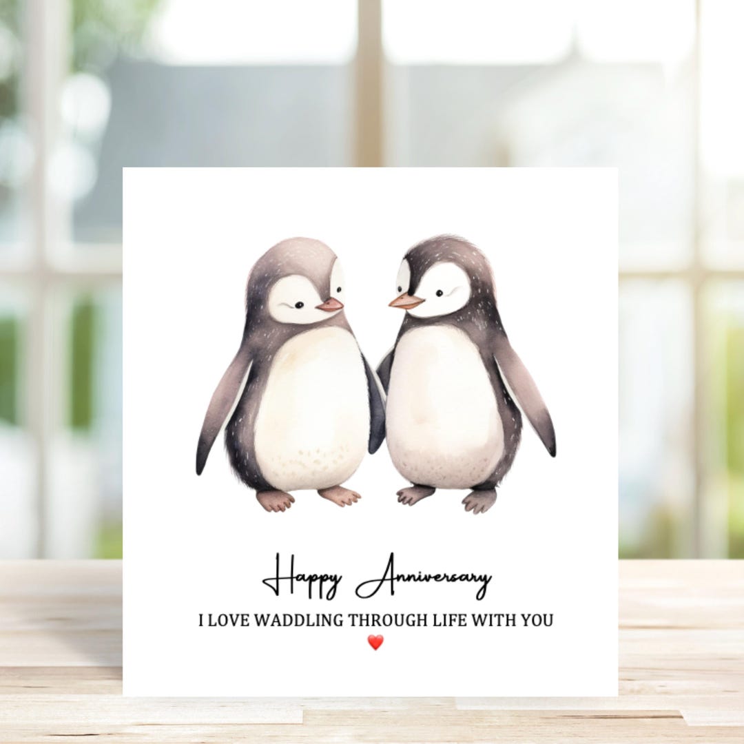 Penguins Anniversary Card, Cute Anniversary Card for Husband, Wife ...