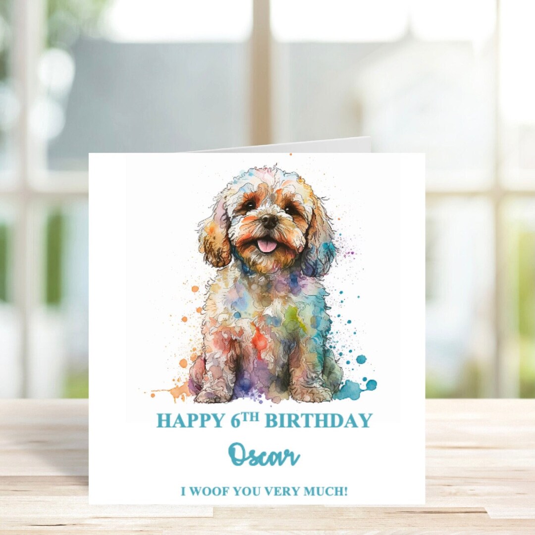 Personalised Birthday Card, Cockapoo/cavapoo Birthday Card, Dog ...