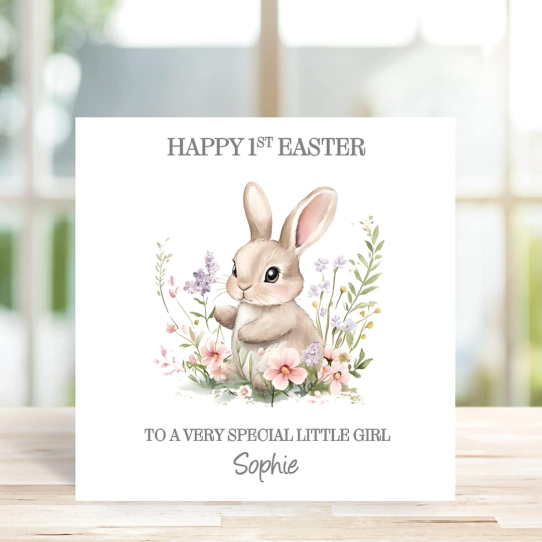 Personalised Happy 1st Easter Card, Easter Bunny Card for Daughter, Son ...
