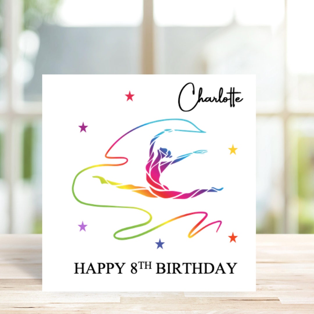 Personalised Rhythmic Gymnastics Birthday Card, Rhythmic Gymnast Card ...