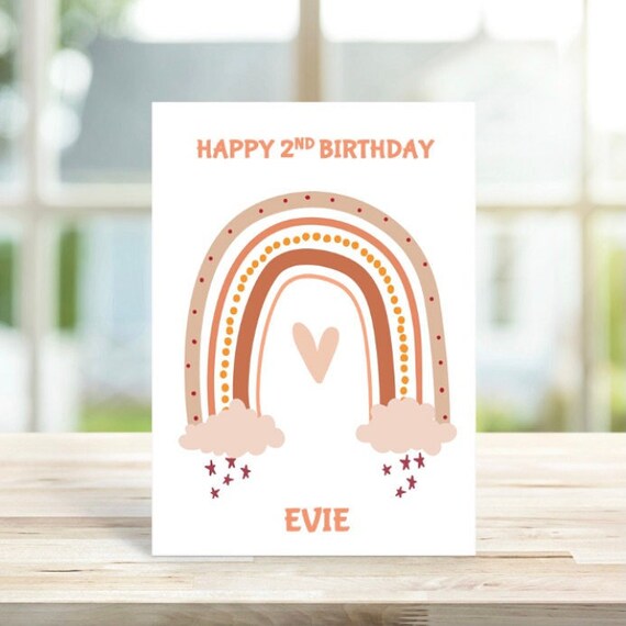 Personalised Rainbow Birthday Card Boho Rainbow Card - Etsy
