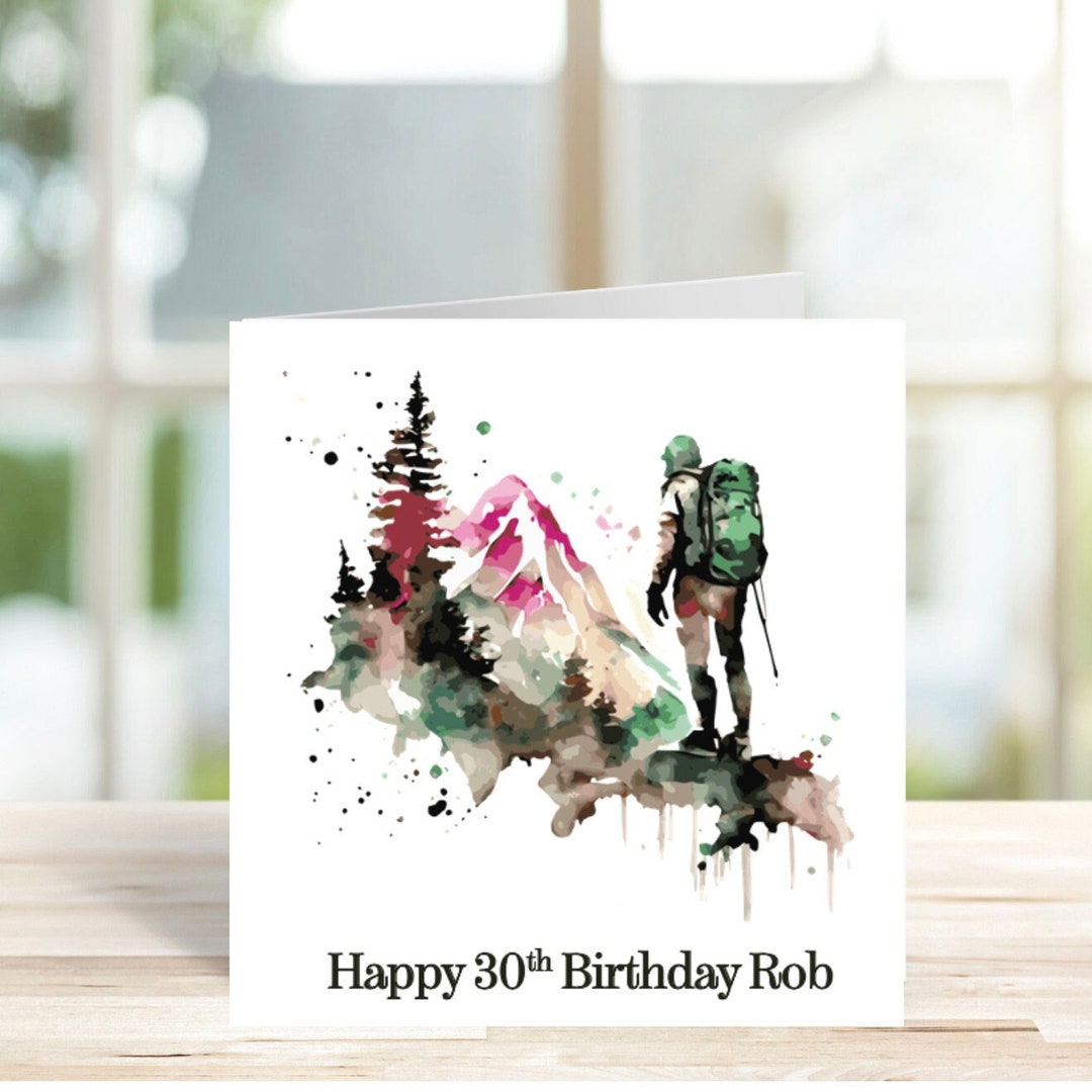 Personalised Hiker Birthday Card, Hiking Birthday Card, Personalised ...