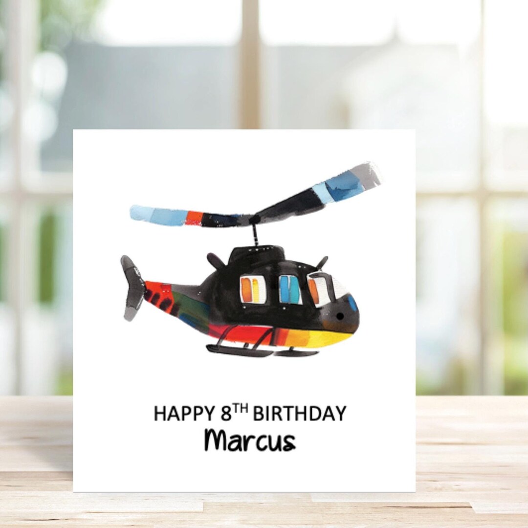 Personalised Helicopter Birthday Card, Helicopter Card, Card for Son ...