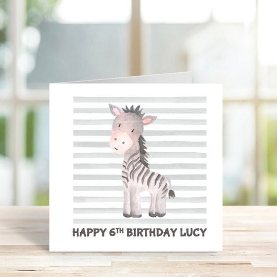 Personalised Zebra Watercolour Birthday Card Zebra Card - Etsy