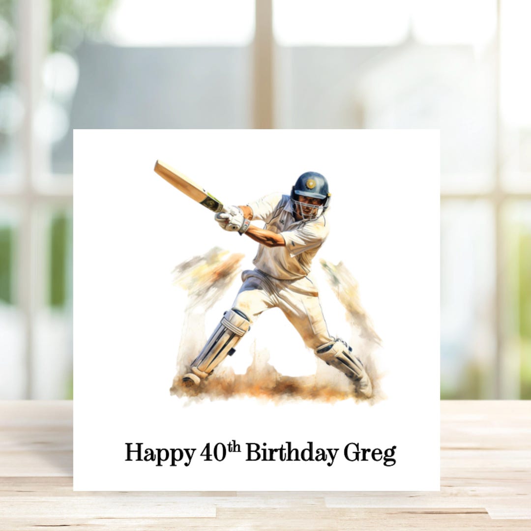 Personalised Cricketer Birthday Card, Cricket Player Birthday Card ...