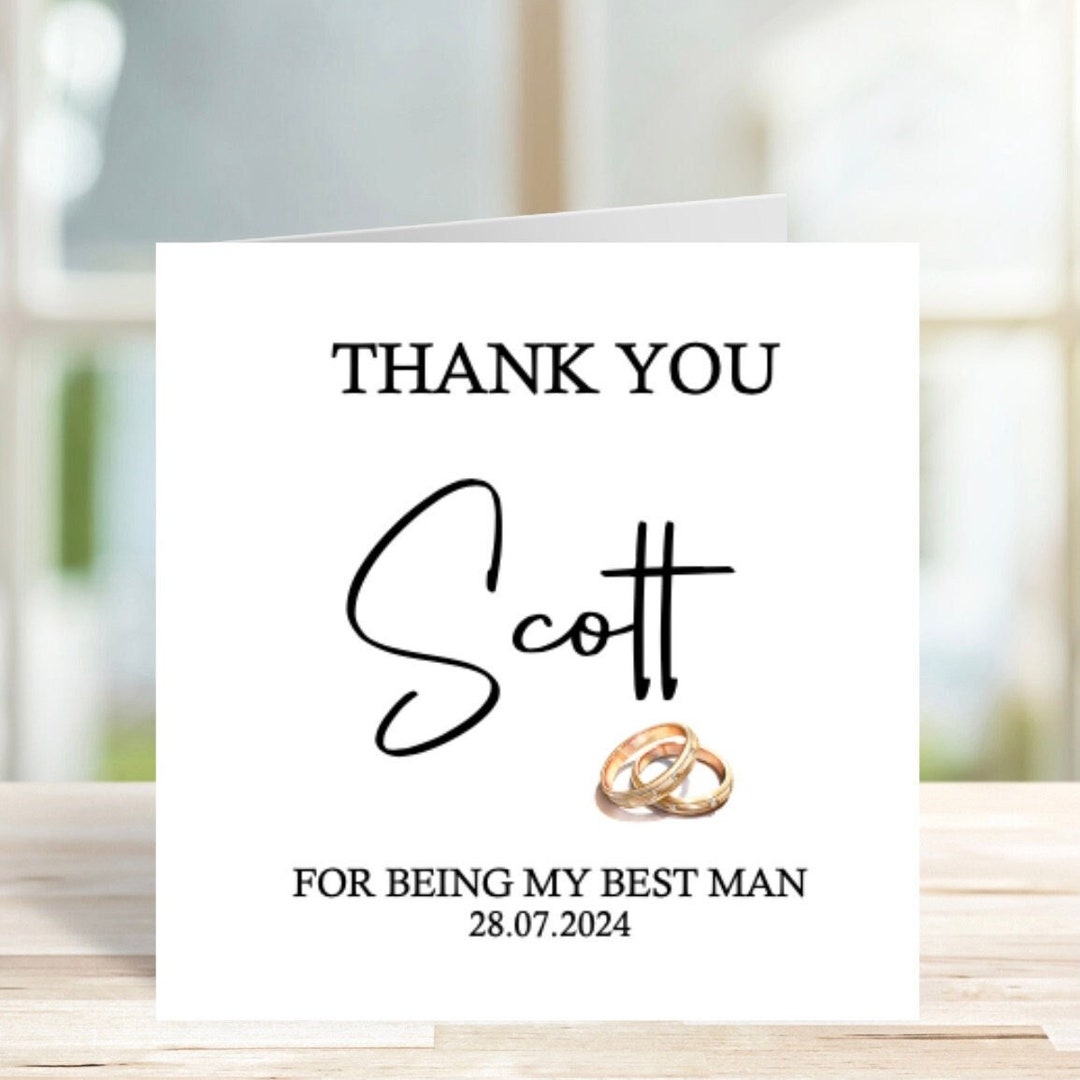Best Man Thank You Card , Personalised Thank You Card for Best Man ...