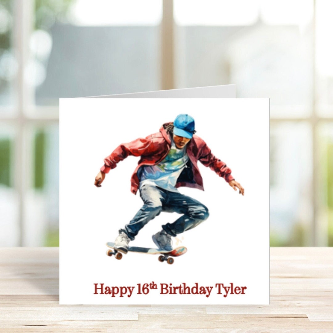 Personalised Skateboarder Card, Personalised Birthday Card ...