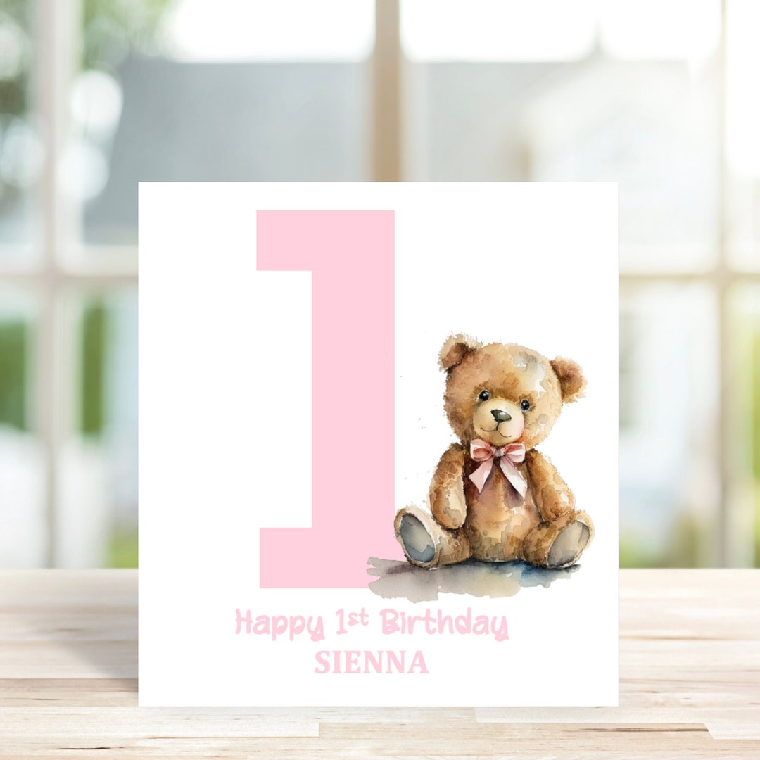 Personalised 1st Birthday Card, First Birthday Card, Girls 1st Birthday ...