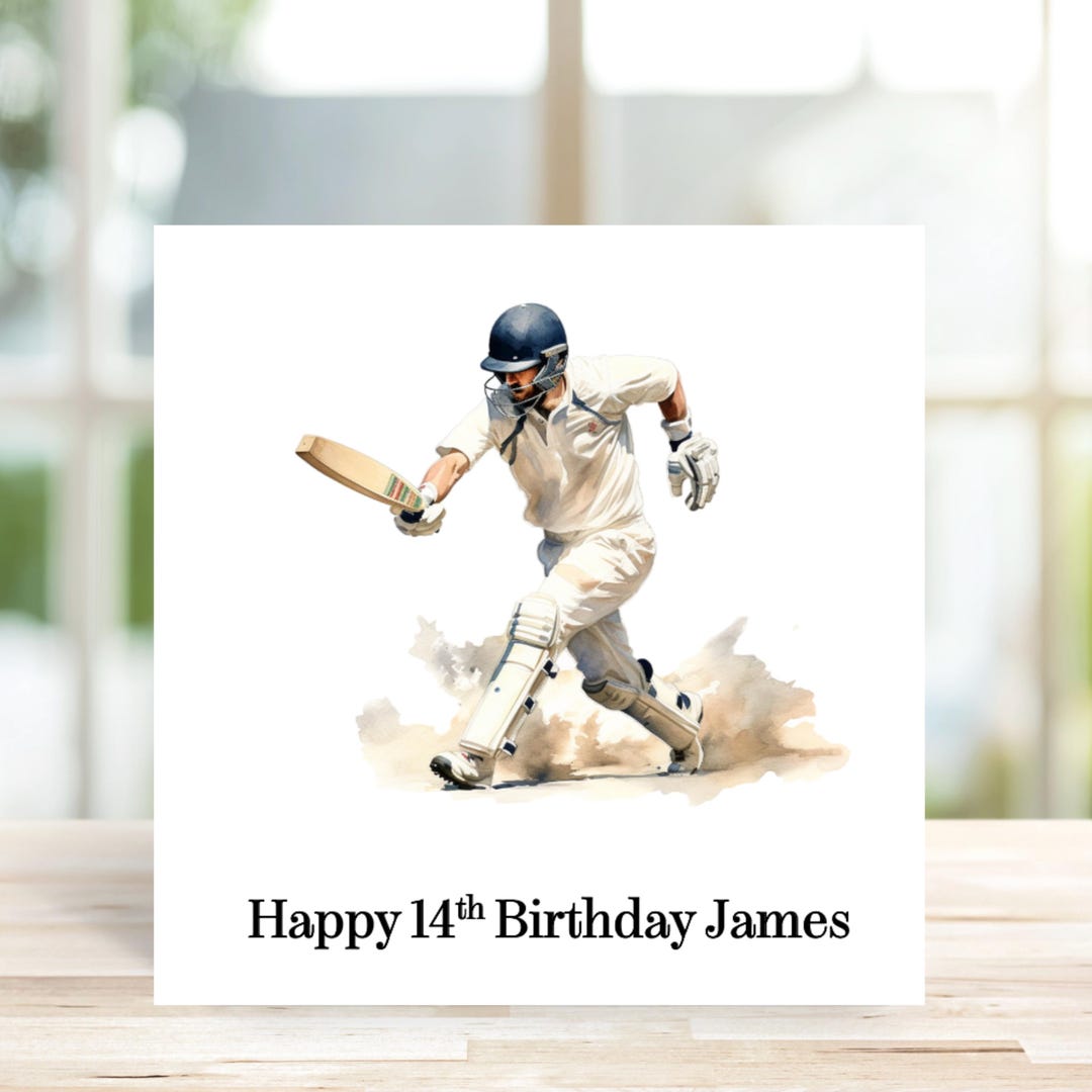 Personalised Cricketer Birthday Card, Cricket Player Birthday Card ...