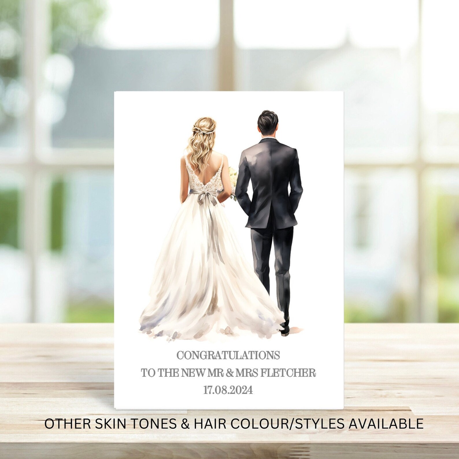 Personalised Wedding Card, Personalised Bride and Groom Card, Custom ...