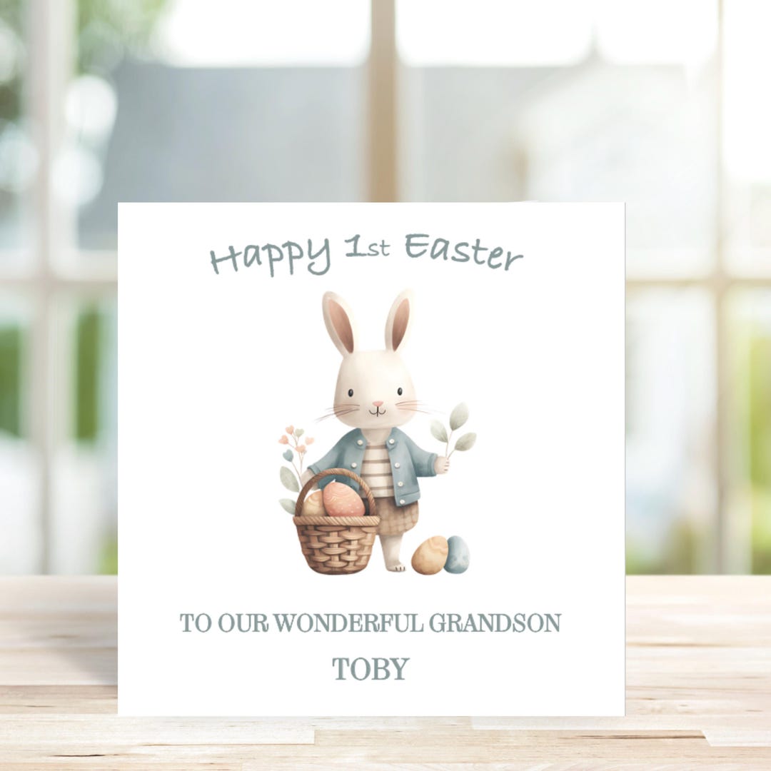 Personalised Happy 1st Easter Card, Easter Bunny Card For, Son ...