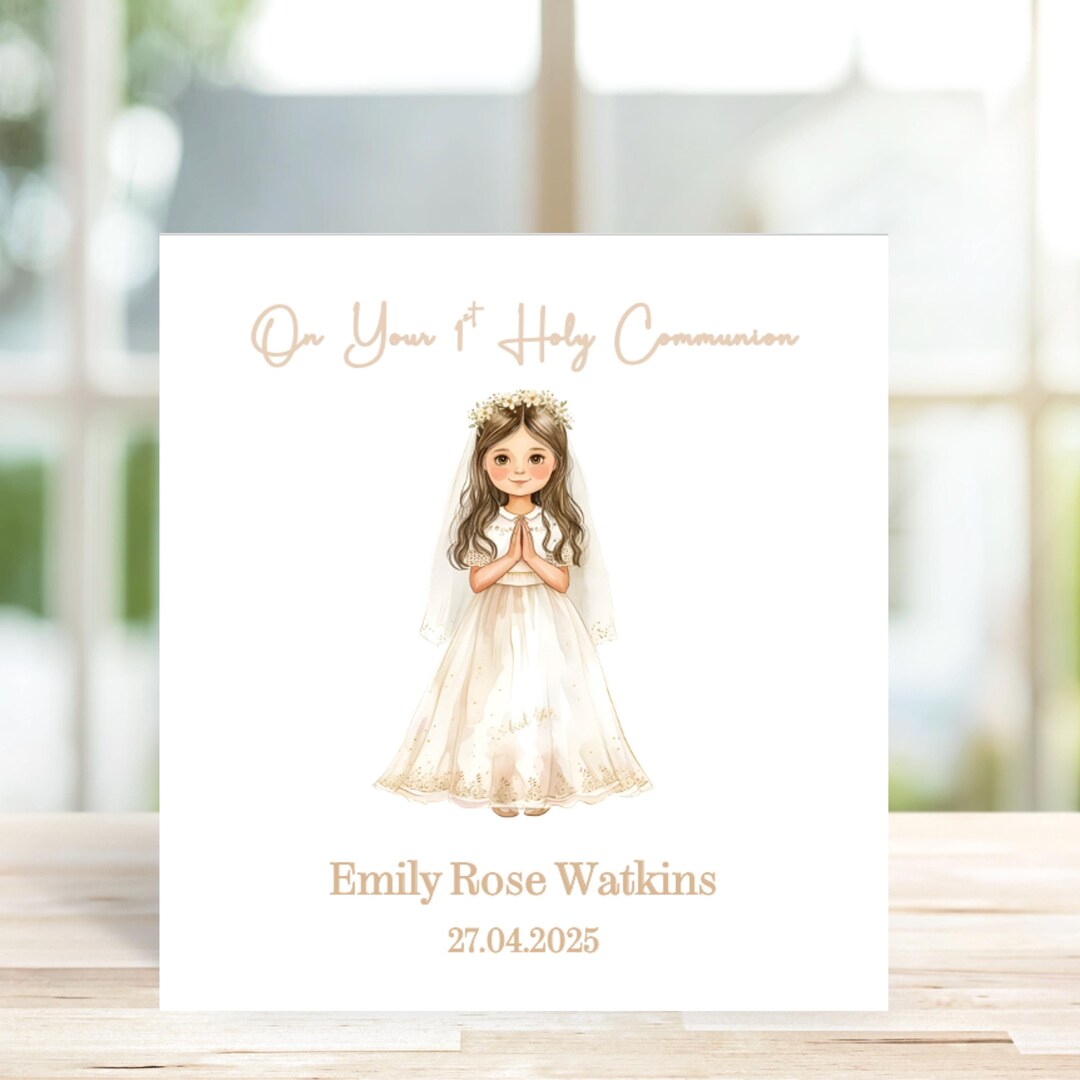 Personalised First Holy Communion Card, Girls Communion Card for ...