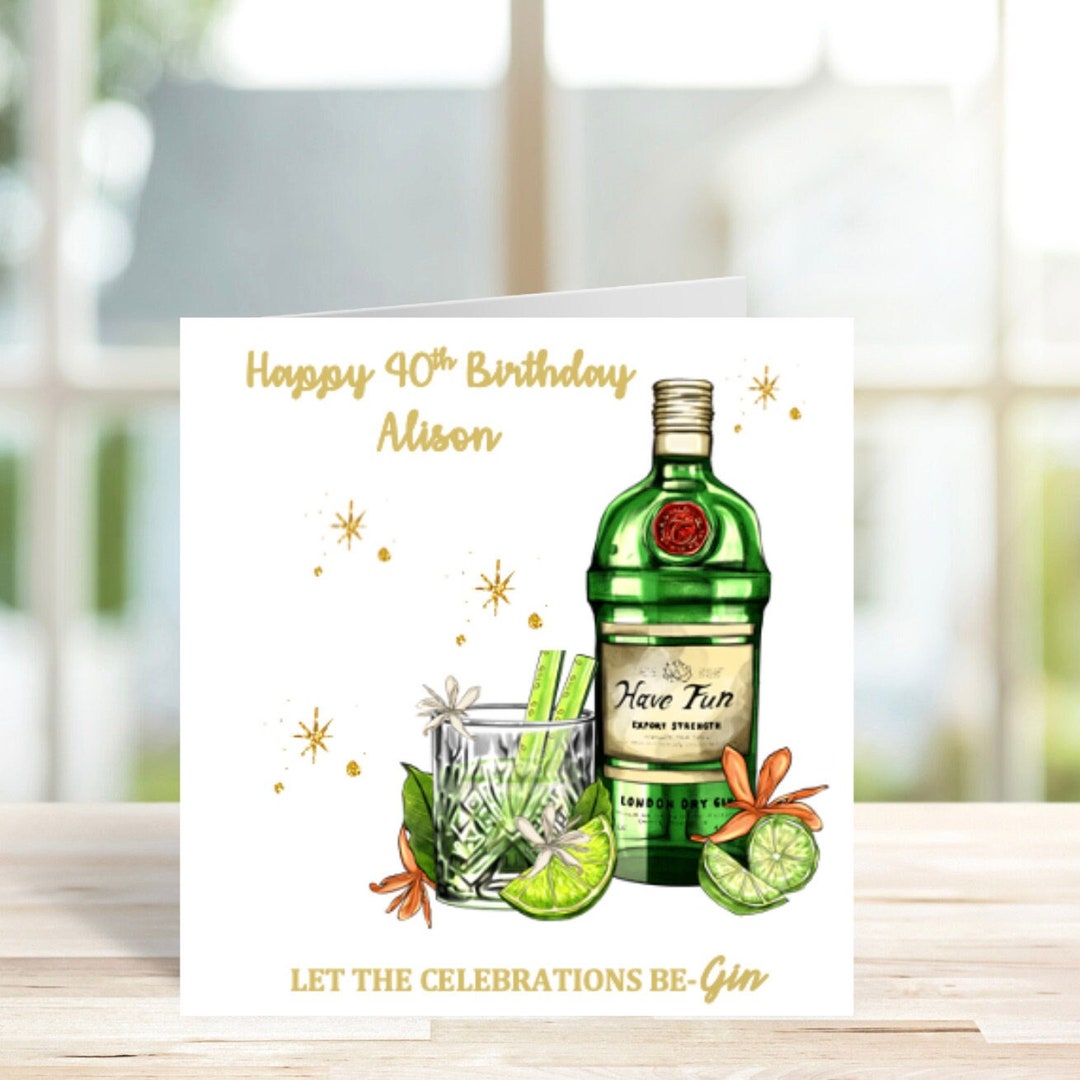 Personalised Gin Birthday Card, Personalised Birthday Card, Gin & Tonic ...