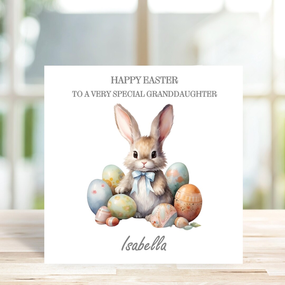Personalised Happy Easter Card, Easter Bunny Card for Daughter, Son ...