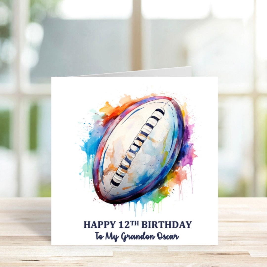 Personalised Rugby Ball Birthday Card, Rugby Card, Card for Rugby Fan ...