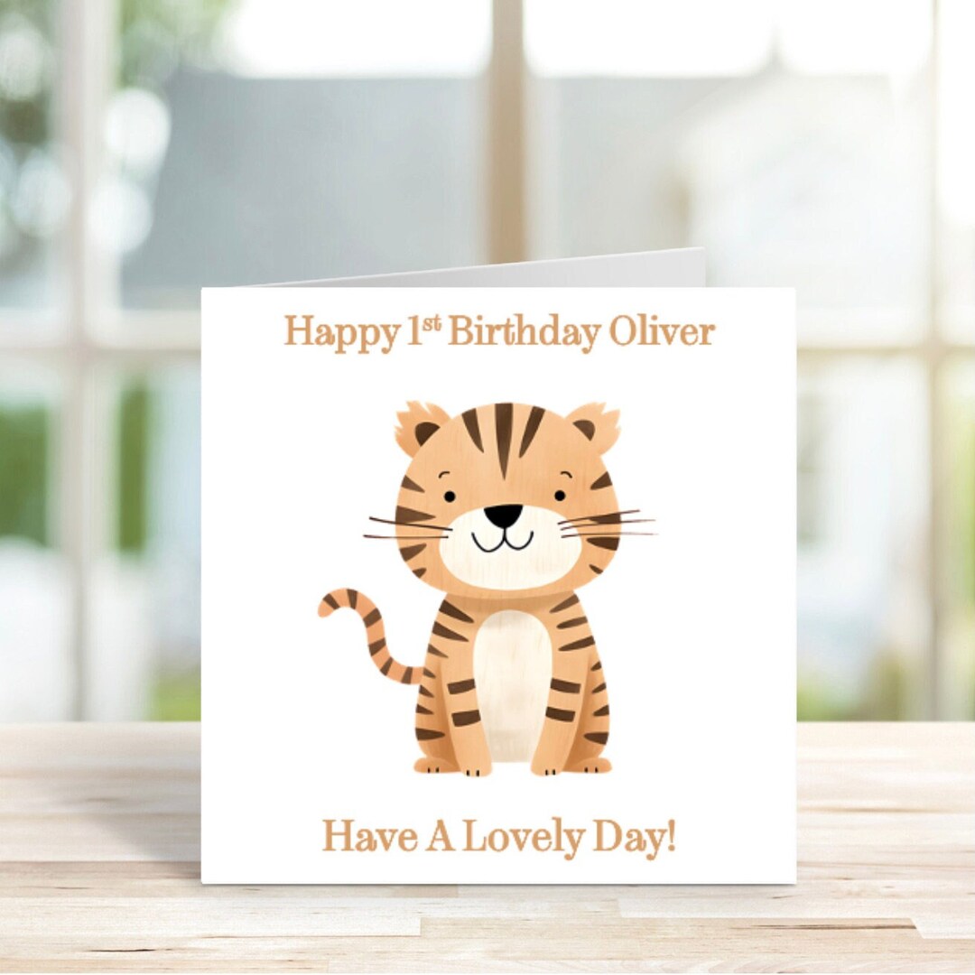 Personalised Tiger Birthday 1st 2nd 3rd Birthday Card for Granddaughter ...