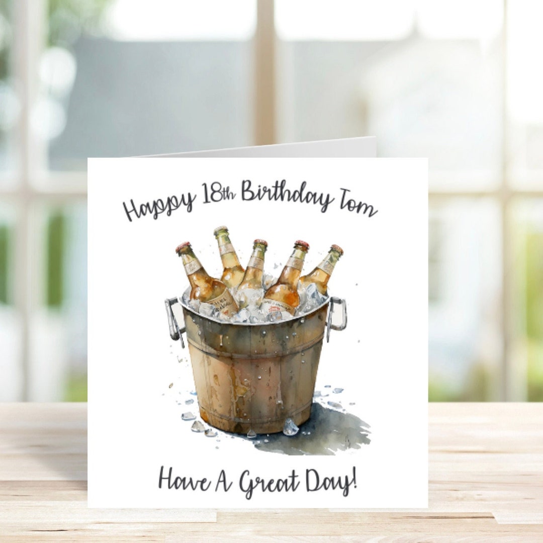 Personalised Beer Birthday Card, Lager Bottle Birthday Card, Card for ...
