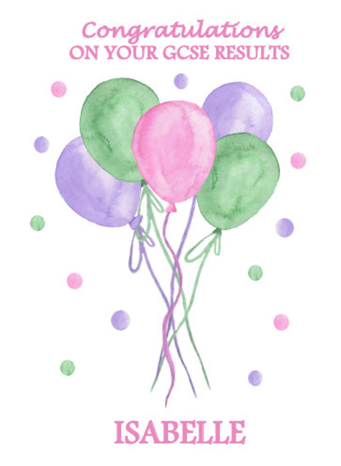 Personalised Exam Congrats Card, Balloons Card, Exam Results Card, Card ...