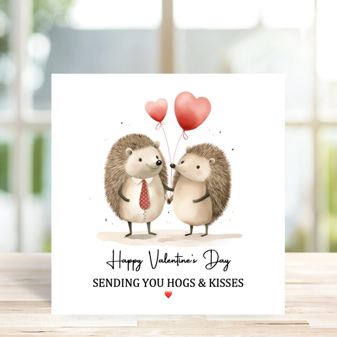 Hedgehogs Valentines Day Card, Cute Valentine's Card for Husband, Wife ...