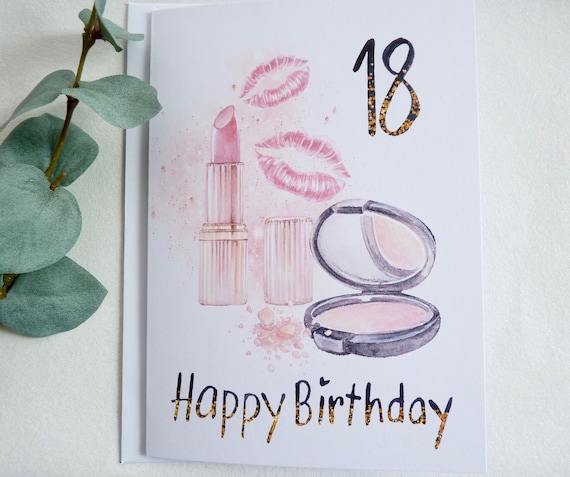 Lipstick Make Up Birthday Card