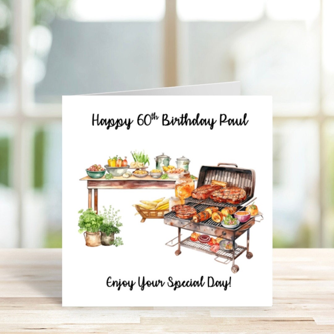Personalised BBQ Birthday Day Card, Barbecue Card, Personalised Card ...