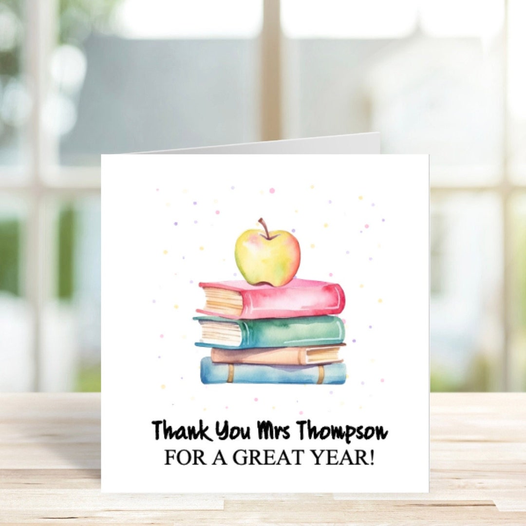 Personalised Thank You Card, Teacher Thank You Card, End of Term Thank ...