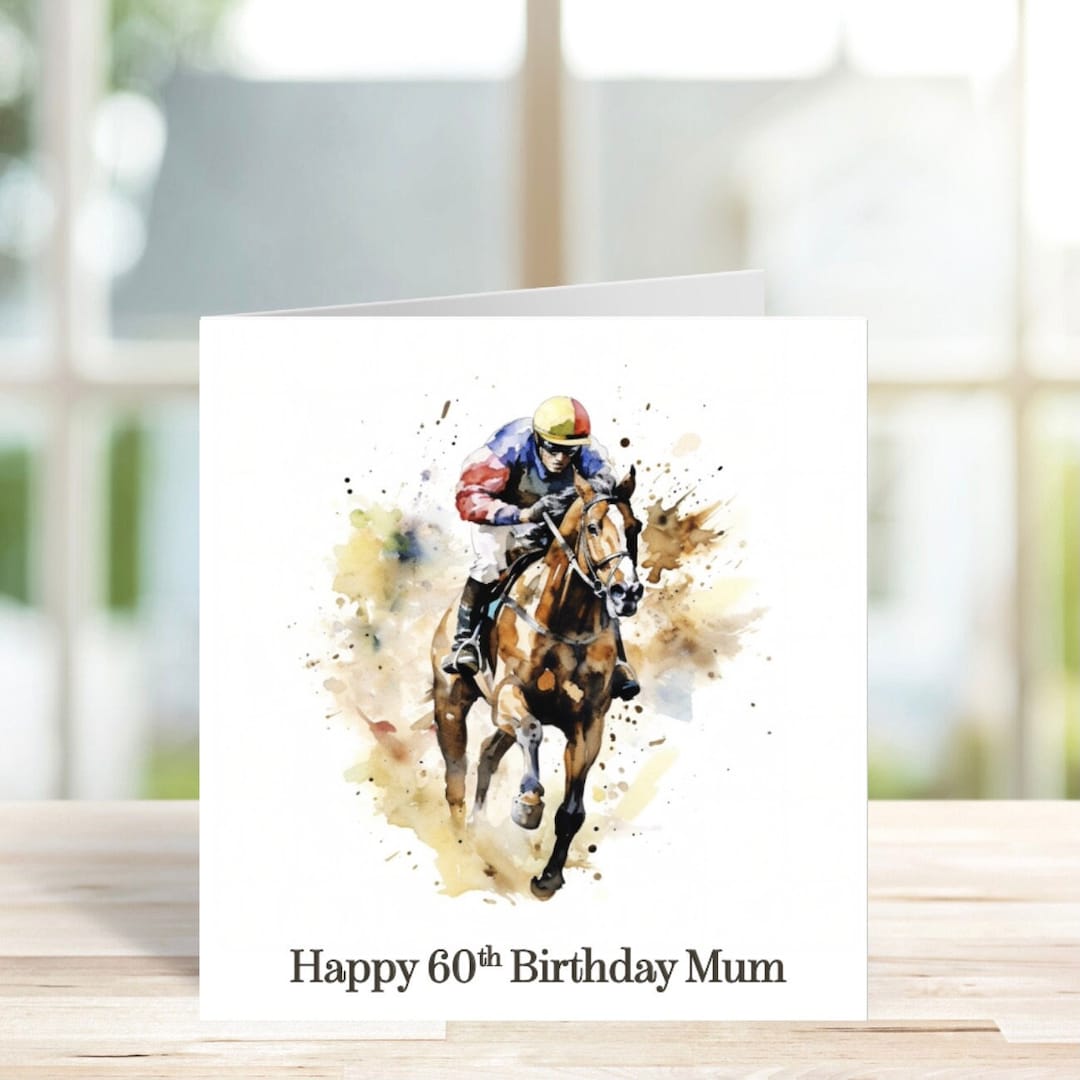 Personalised Racehorse Birthday Card, Horse & Jockey Card, Personalised ...