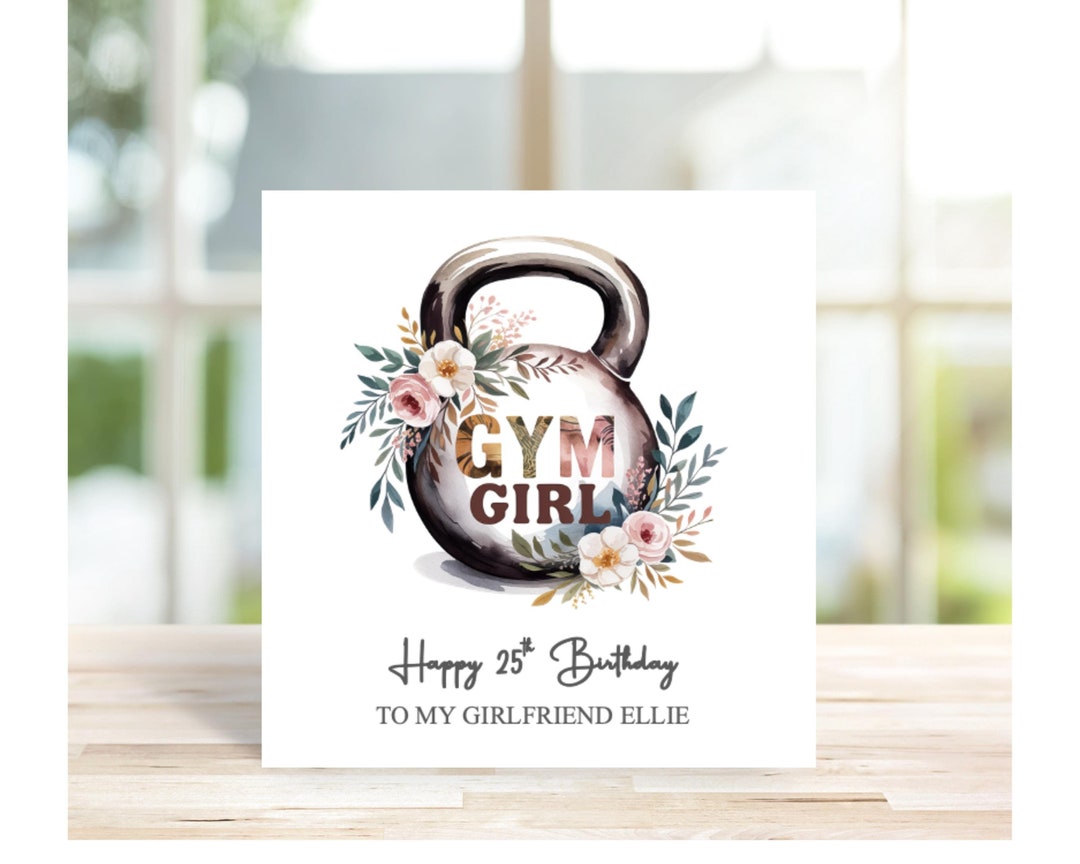 Personalised Fitness Birthday Card, Personalised Gym Girl Birthday Card ...