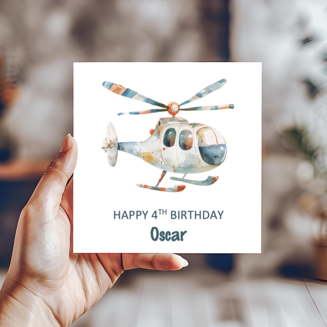 Personalised Helicopter Birthday Card, Helicopter Card, Card for Son ...
