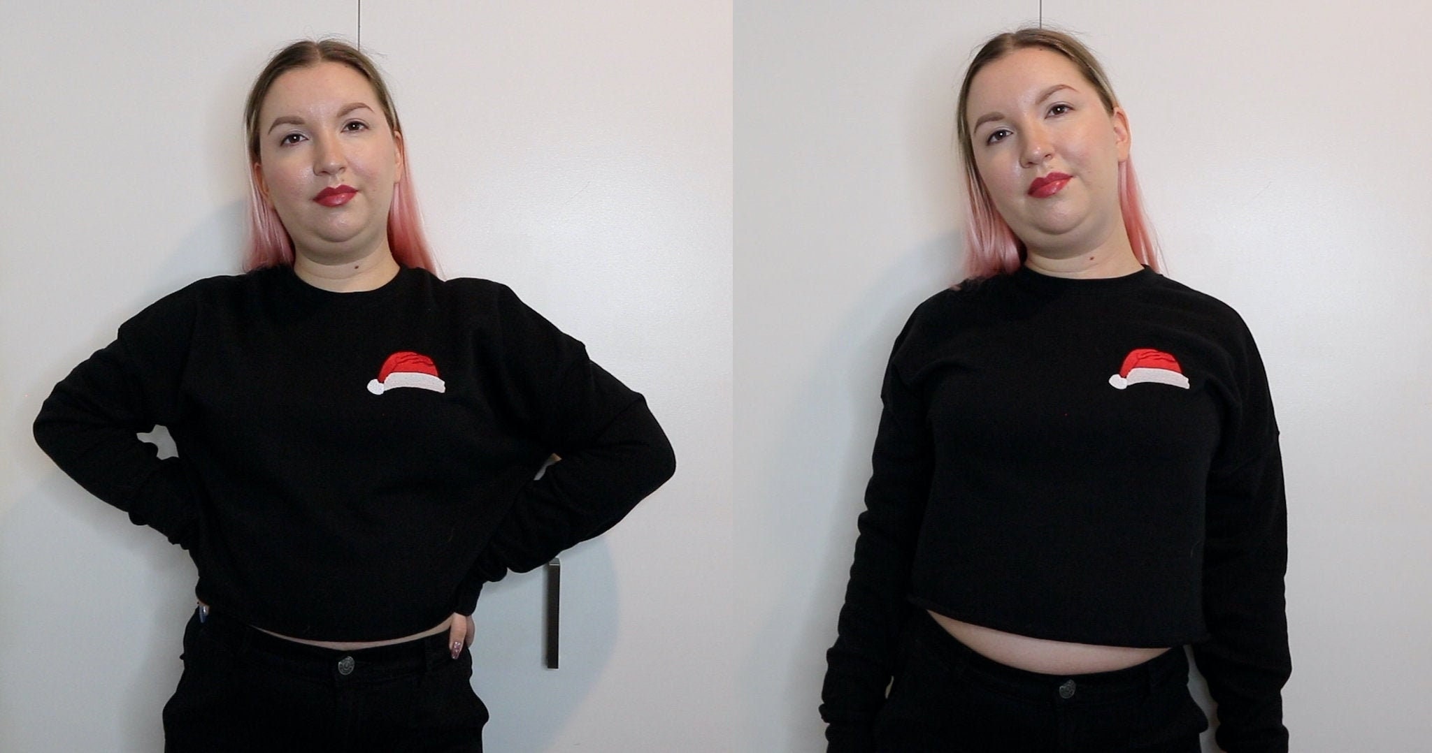 Santa Hat Embroidered Women's Cropped Fleece Sweatshirt - Etsy Australia