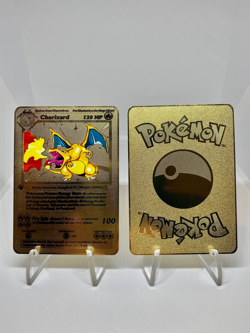 Charizard Gold Custom Pokémon Card | Etsy Polska